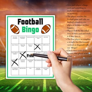 Football Bingo Printable Game | 30 Unique Cards | Fun Super Bowl Party ...