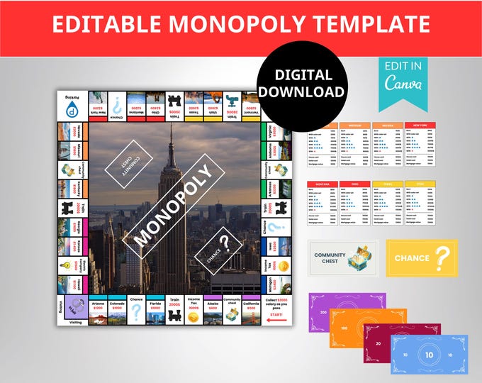 Plantilla personalizada de Monopoly de Canva / Juegos de mesa de ...