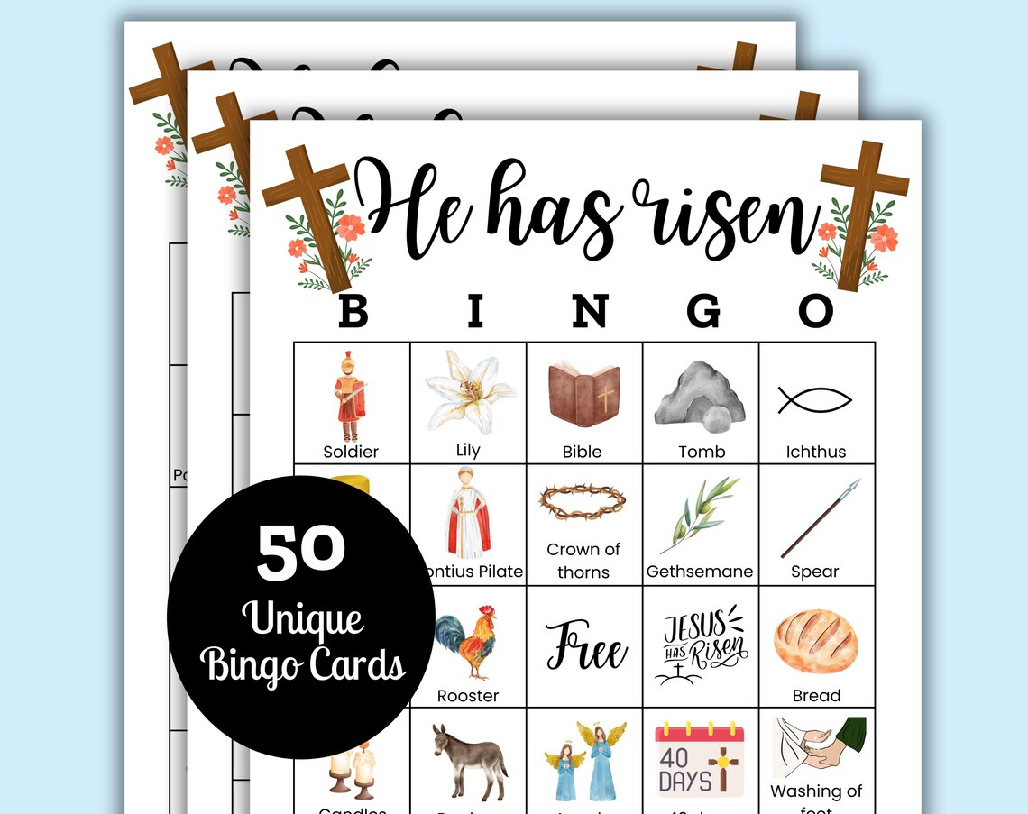 Resurrection Bingo, Religious Easter Bingo, Easter Bingo, Easter Story ...