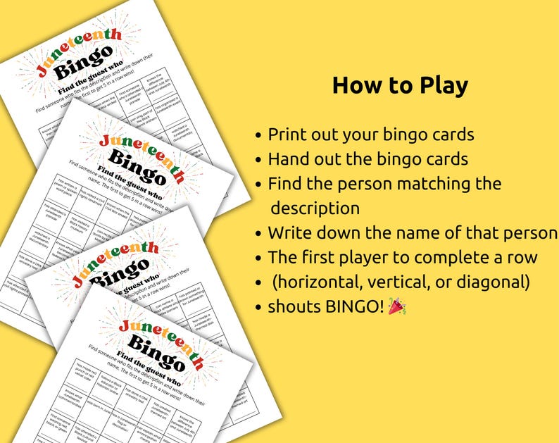 Juneteenth Bingo, Find the Guest Bingo, Juneteenth Games, Black History ...