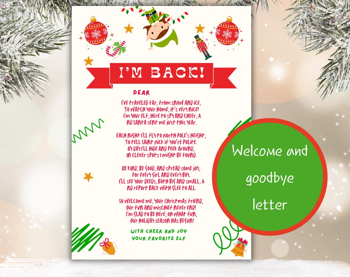 Editable Elf Welcome and Goodbye Letter Template (PDF) - Etsy