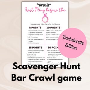 Camp Bachelorette Bar Crawl Bingo: Final Fiesta Scavenger Hunt ...