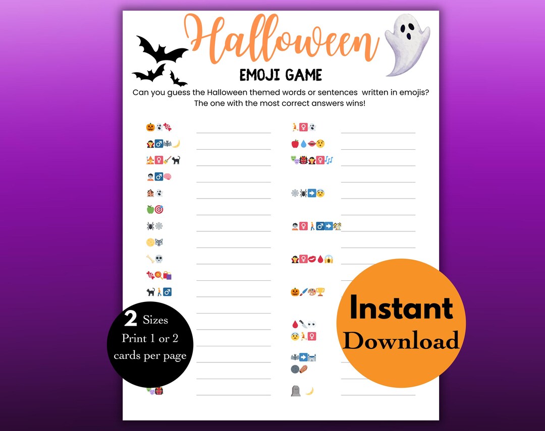 Halloween Emoji Pictionary Game, Printable Party Activity (instant ...