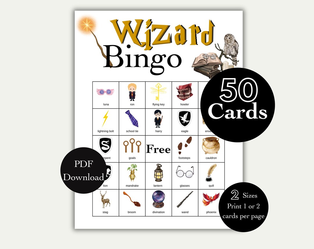 Wizard School Bingo Game: Magical Party Activity (PDF Downloadable ...