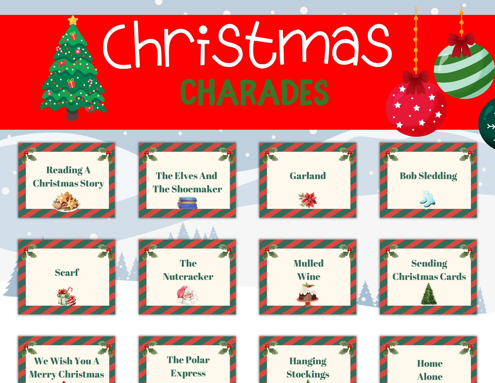 Christmas Charades, Christmas Charades Printable, Christmas Charades ...