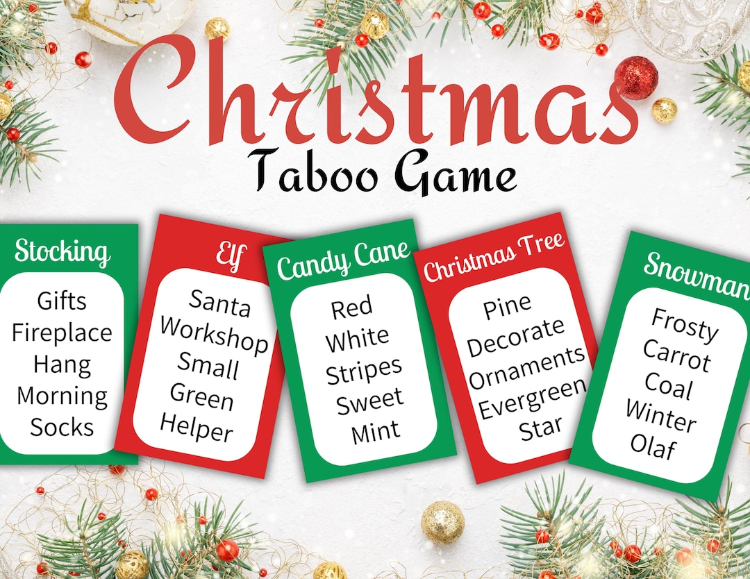 Christmas Taboo Cards, Holiday Taboo, Christmas Taboo Game, Christmas ...