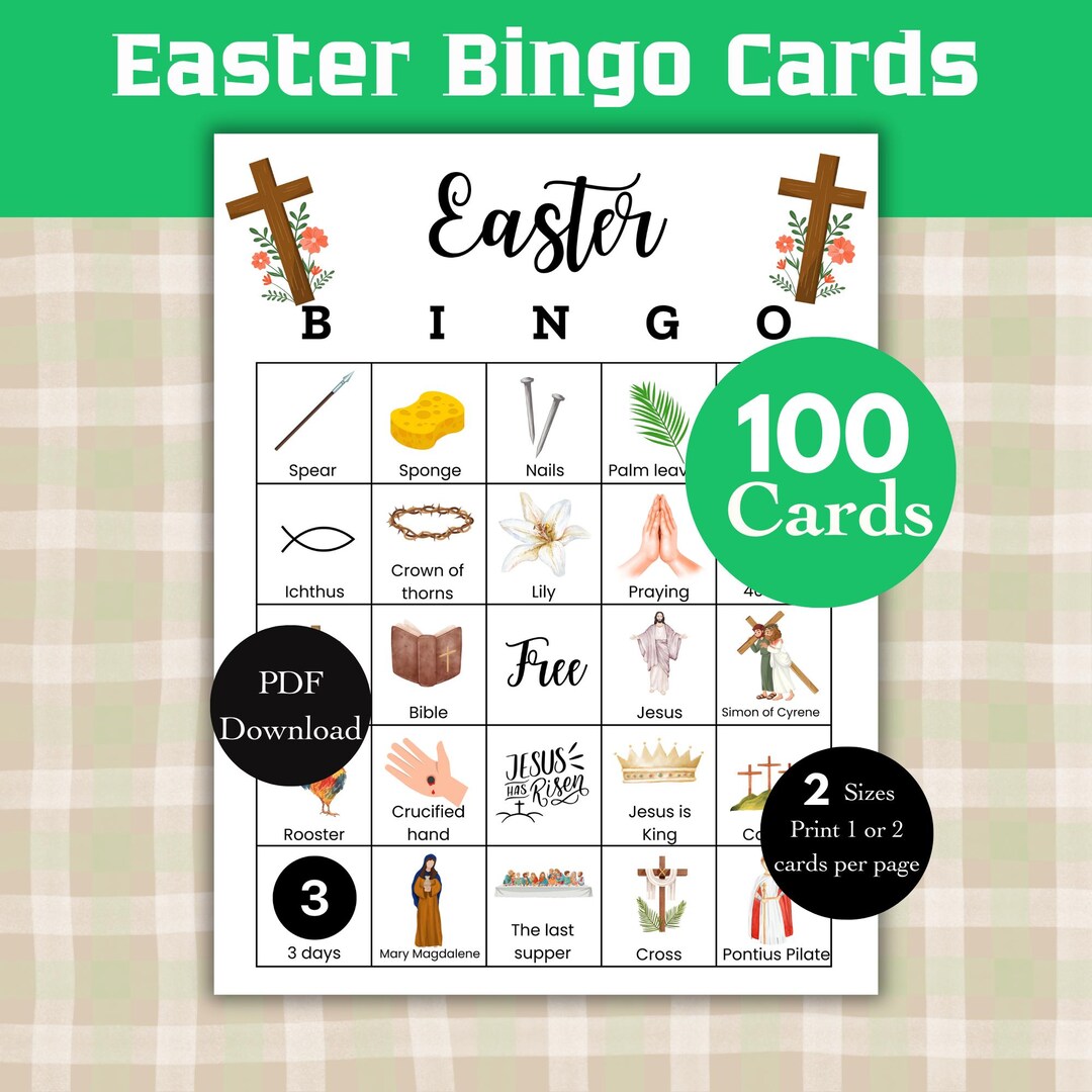 Easter Bingo He is Risen Bingo Bible Games Christian Easter Bingo Cards ...