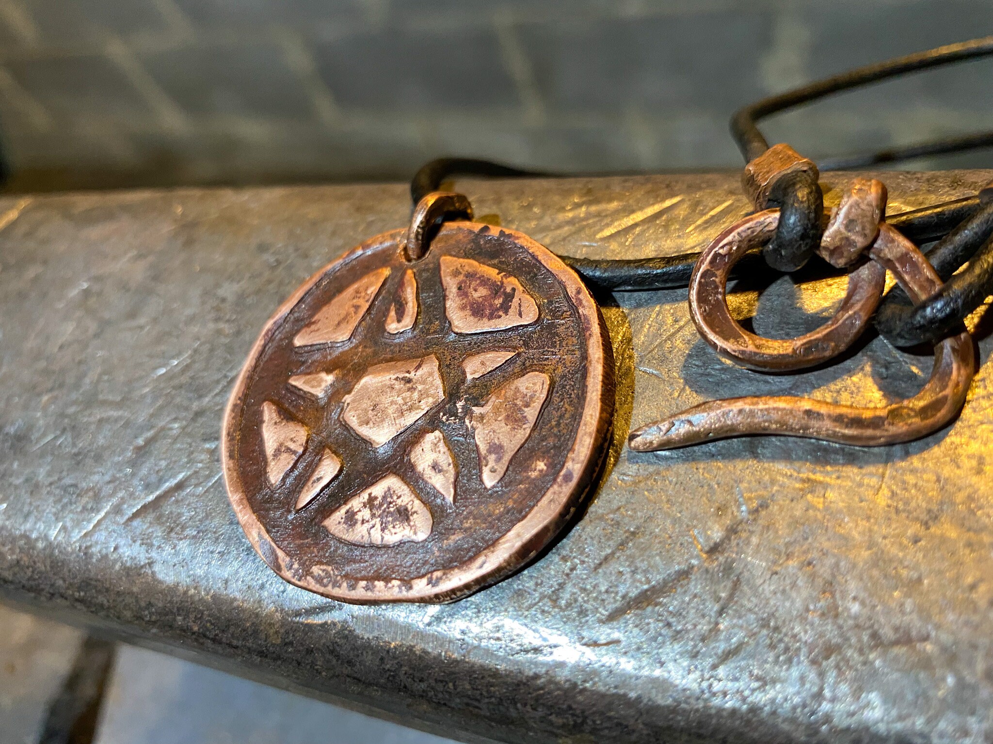 Hand-forged Pure Copper Pentagram Amulet Necklace With Leather Cord - Etsy