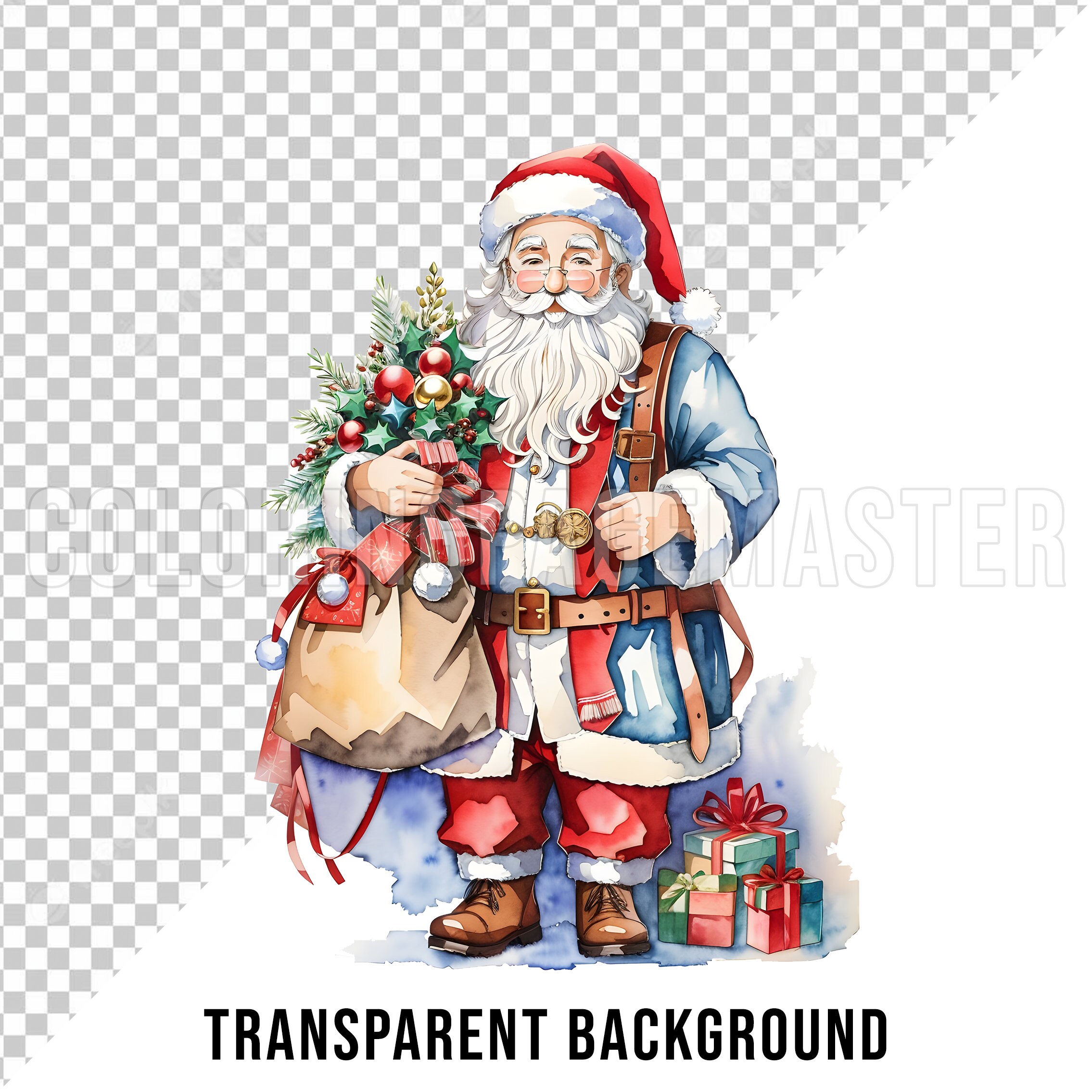 Watercolor Christmas Clipart | Painted Santa Claus Clipart | Christmas ...