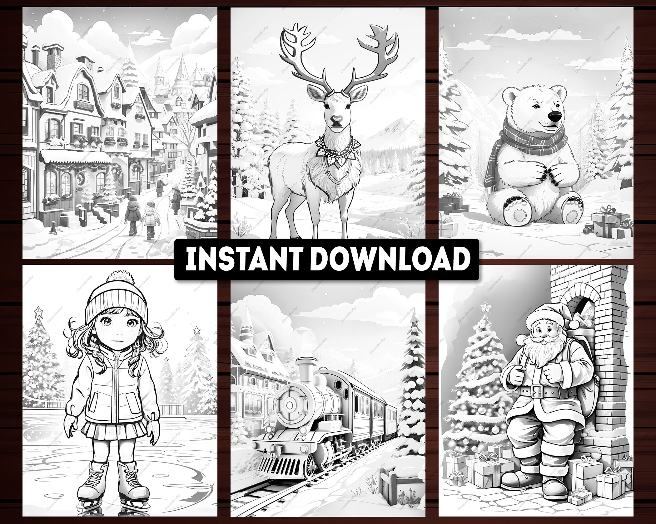 50 Christmas Day Traditions Coloring Pages, Christmas Coloring Book ...