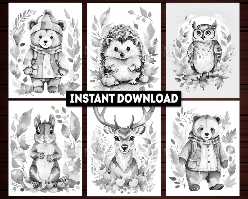 24 Printable Autumn Animals Coloring Pages Fall Animals - Etsy