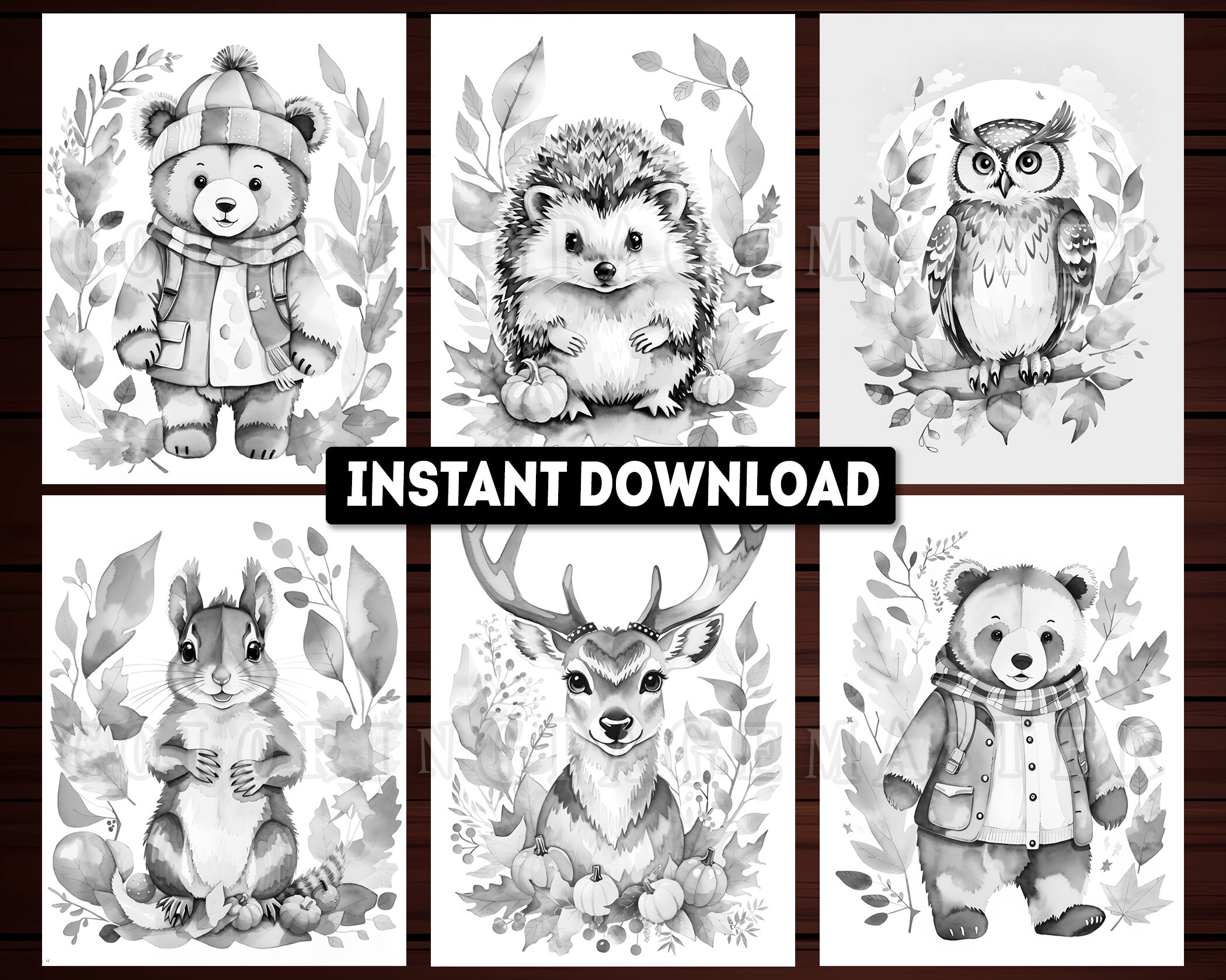 24 Printable Autumn Animals Coloring Pages Fall Animals - Etsy