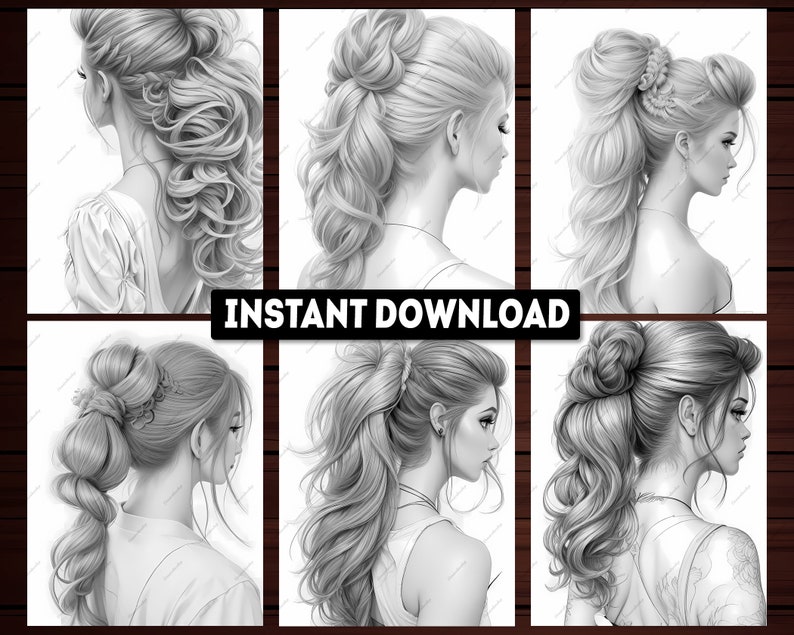 29 Charming Hairstyle Coloring Pages, Printable Hair Coloring Book ...