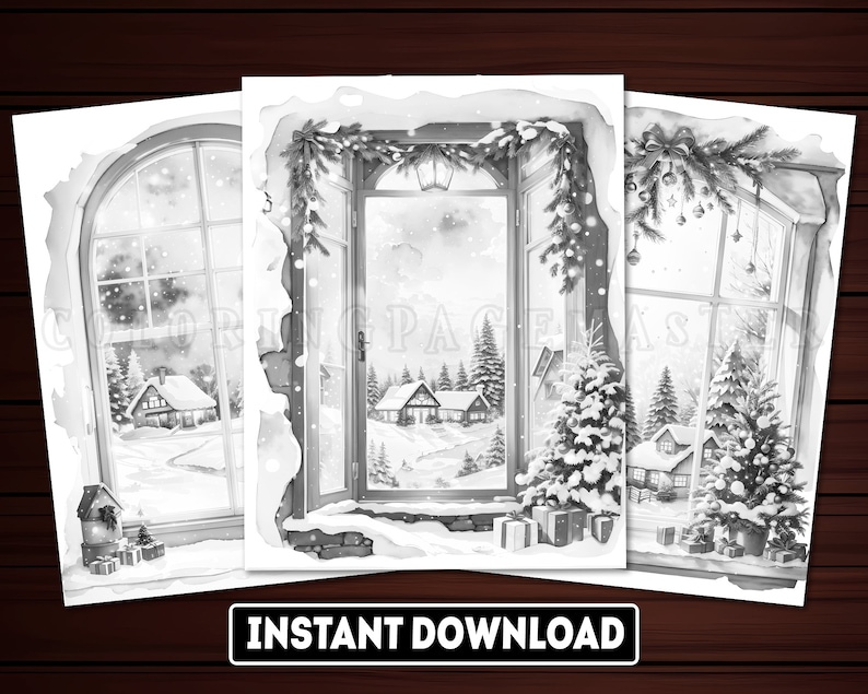 27 Printable Christmas Window Coloring Pages, Christmas Coloring Book ...