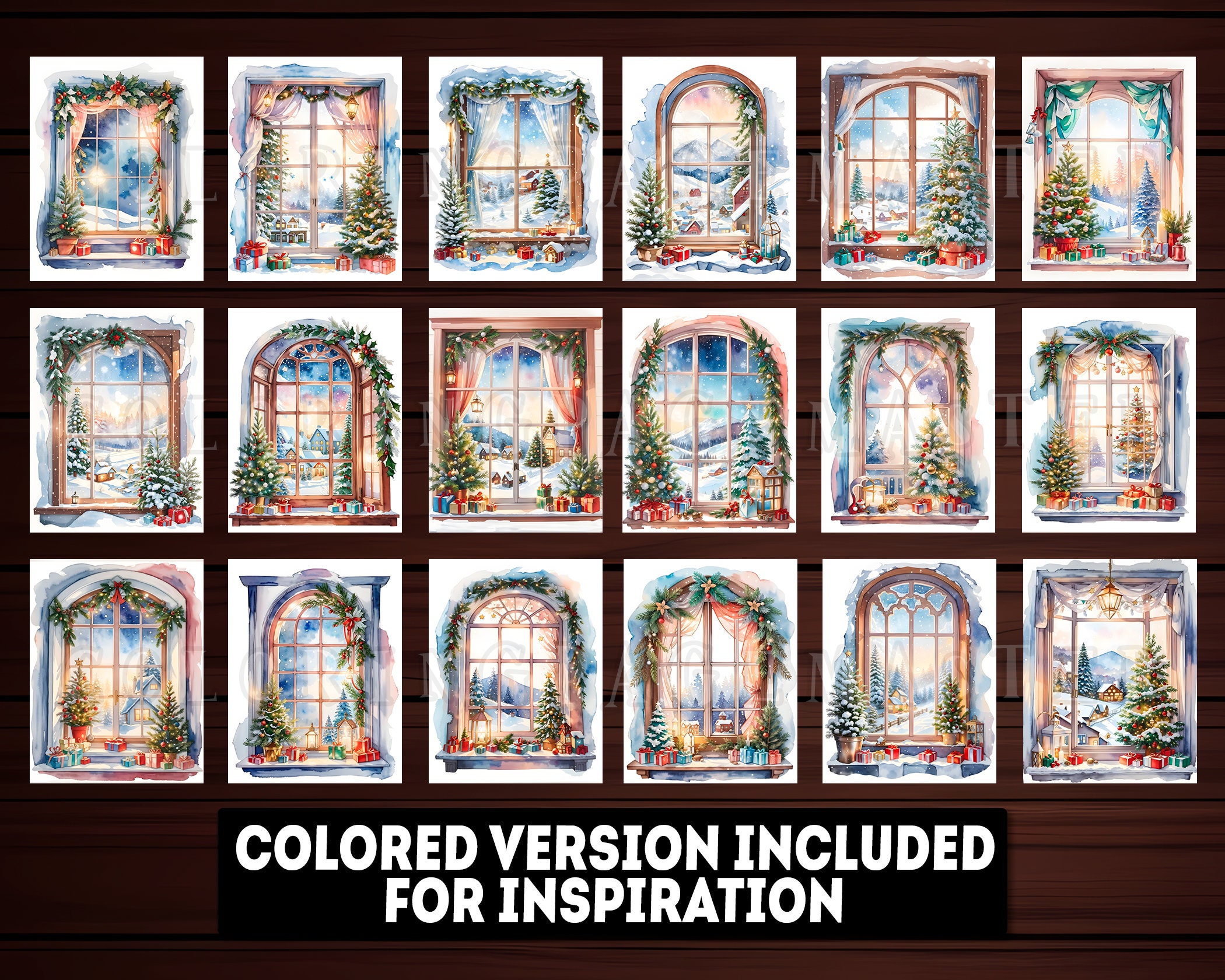 27 Printable Christmas Window Coloring Pages, Christmas Coloring Book ...