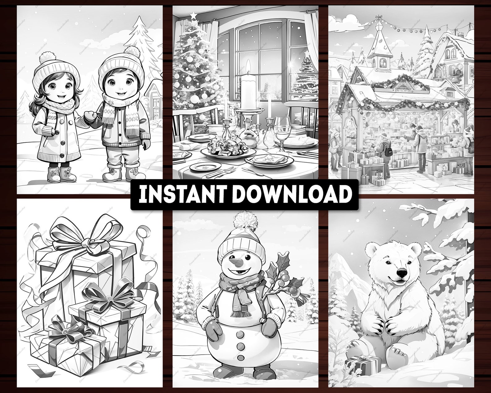 50 Christmas Day Traditions Coloring Pages, Christmas Coloring Book ...