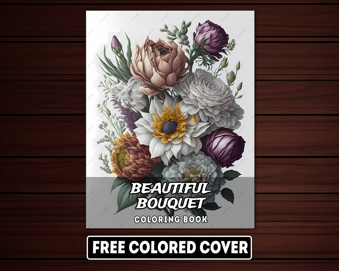 20 Printable Bouquet Coloring Pages, Coloring Book, Adults Kids ...
