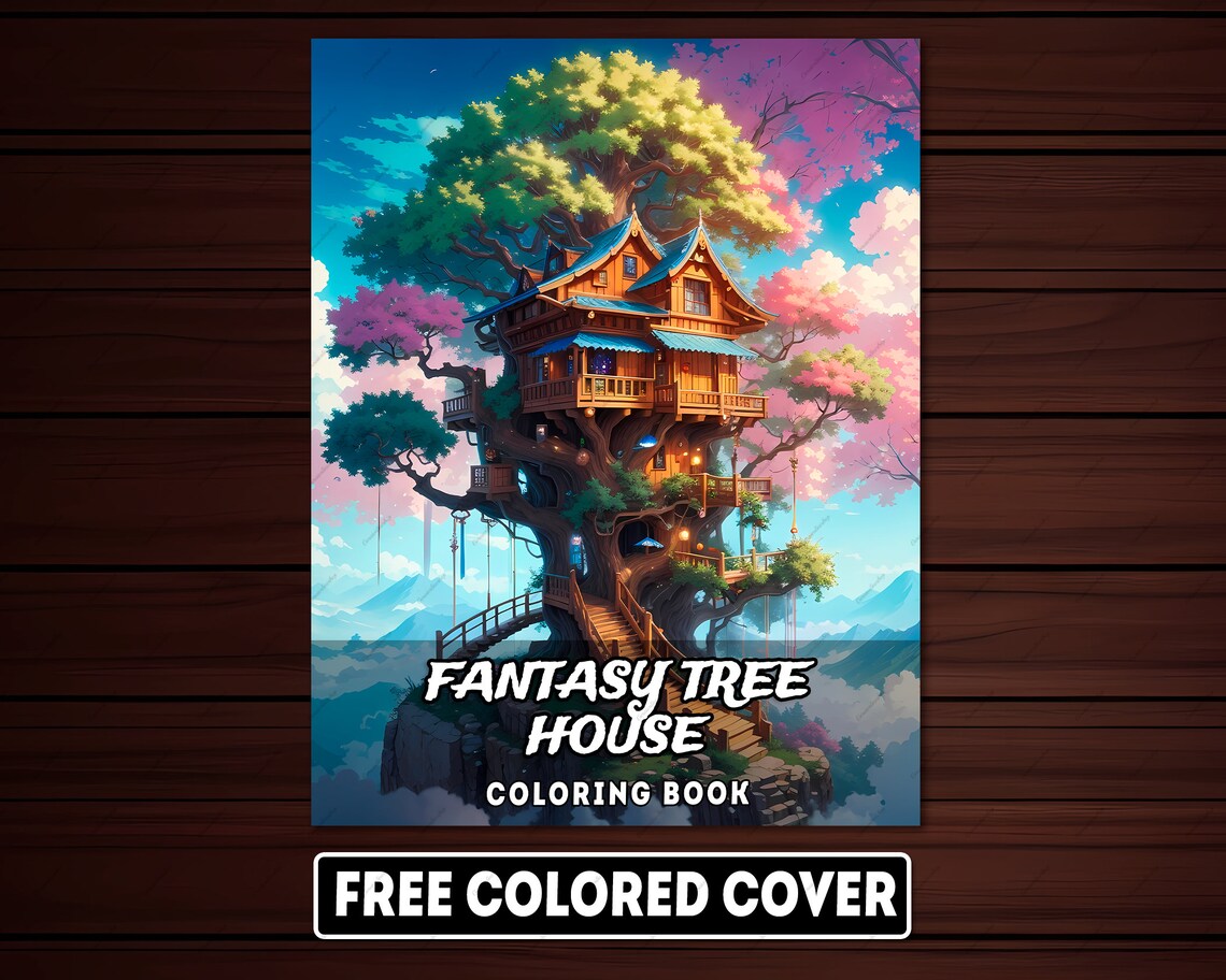 Tree House Coloring Pages Tree House Coloring Book Adults - Etsy