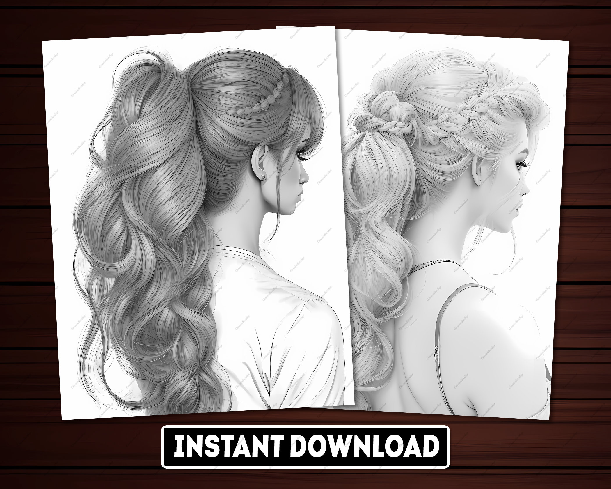 29 Charming Hairstyle Coloring Pages, Printable Hair Coloring Book ...
