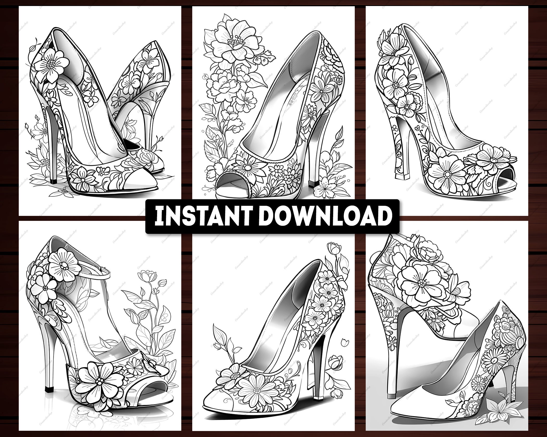 30 Printable Floral High Heels Coloring Pages Coloring Book - Etsy