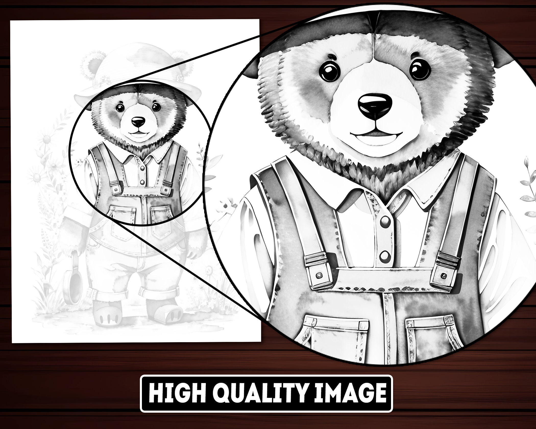 22 Printable Working Bear Coloring Pages Adorable Little Bear - Etsy