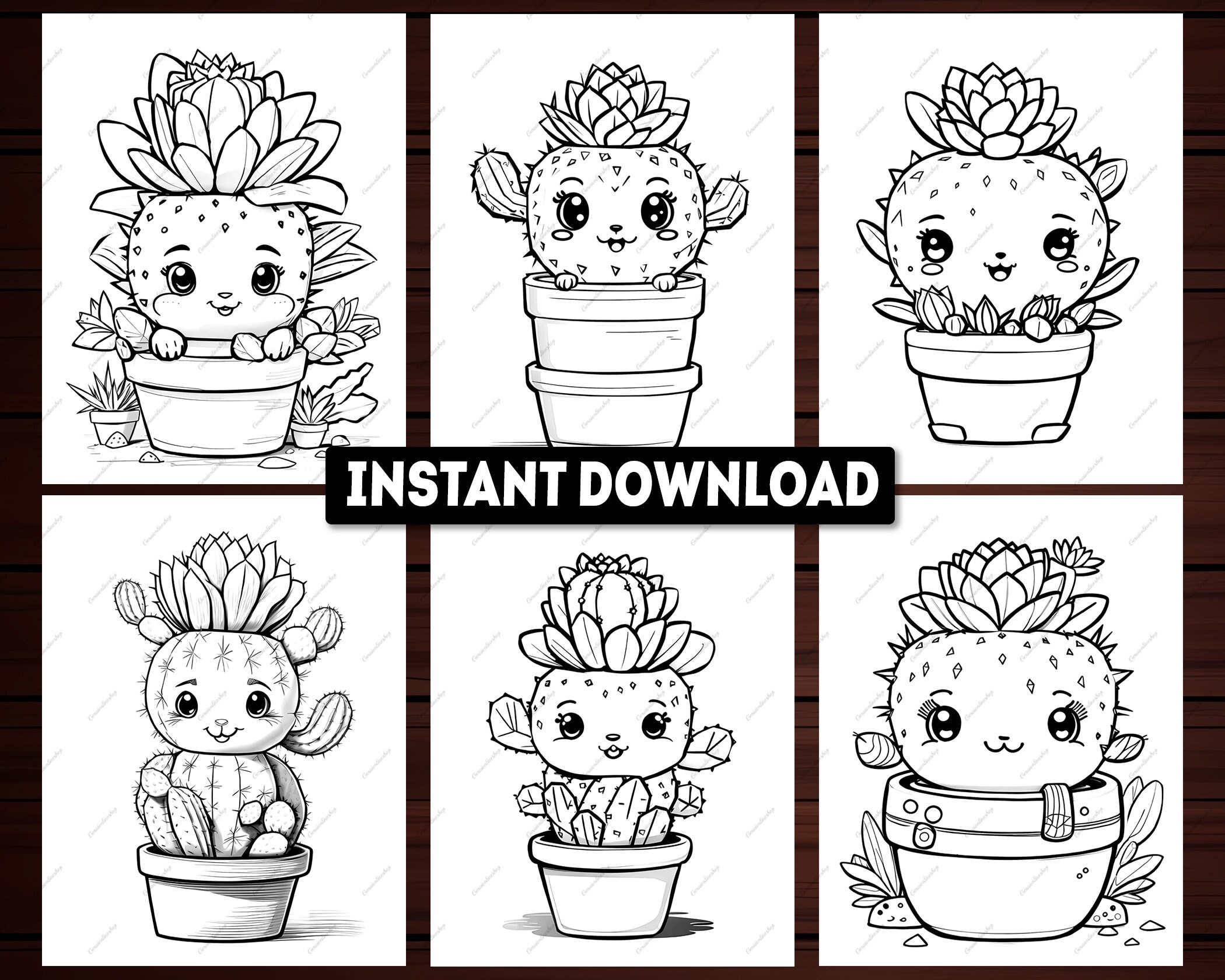 18 Printable Kawaii Cactus Coloring Pages, Coloring Book, Adults Kids ...