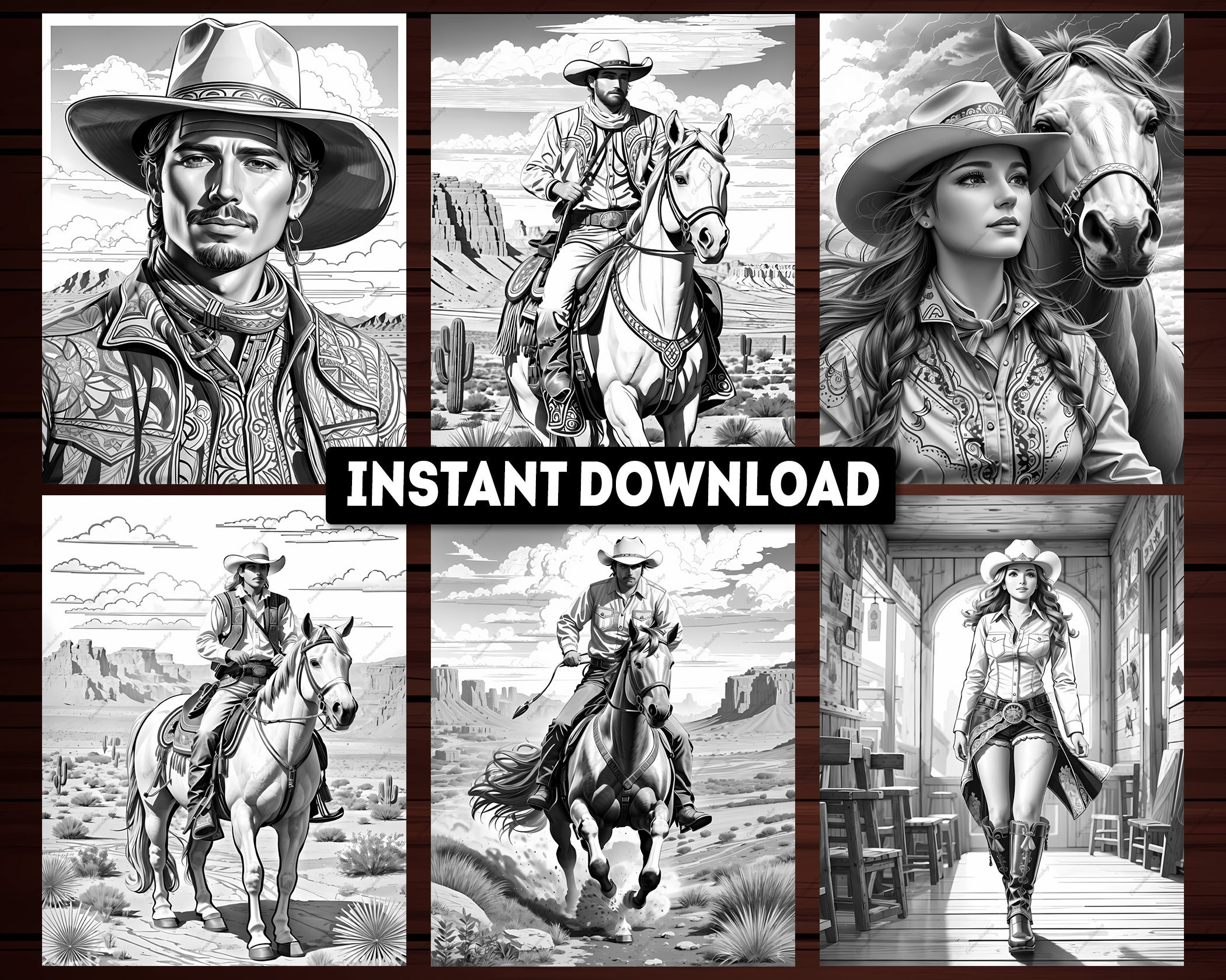 21 Western Cowboy Coloring Pages Wild West Cowgirl Coloring - Etsy