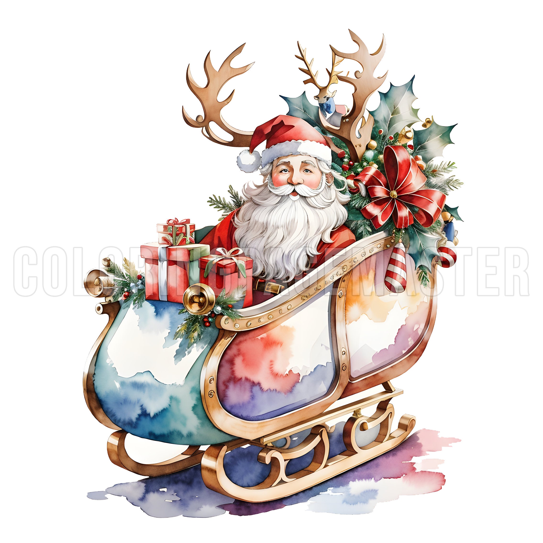 Watercolor Christmas Clipart | Painted Santa Claus Clipart | Christmas ...