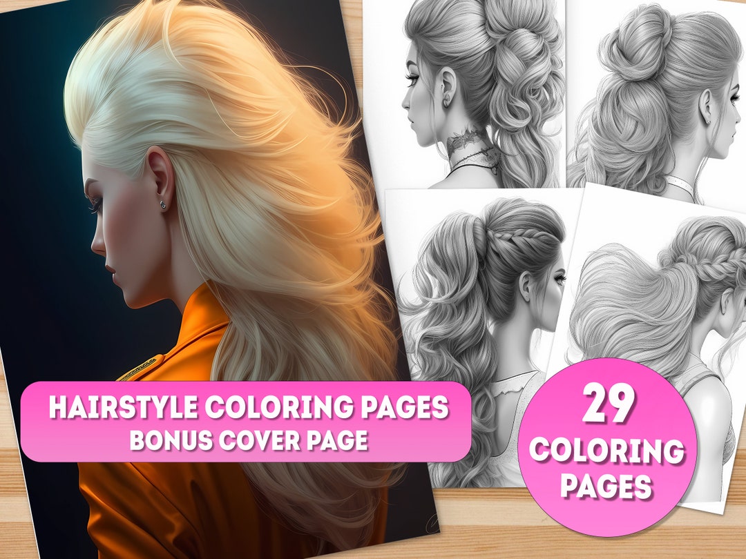 29 Printable Hairstyle Coloring Pages Hair Coloring Book - Etsy