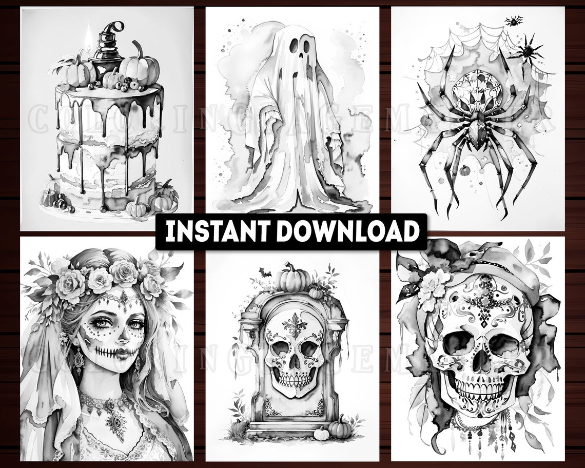 48 Printable Creepy Halloween Coloring Pages Creepy Halloween - Etsy