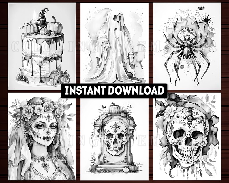 48 Printable Creepy Halloween Coloring Pages Creepy Halloween - Etsy
