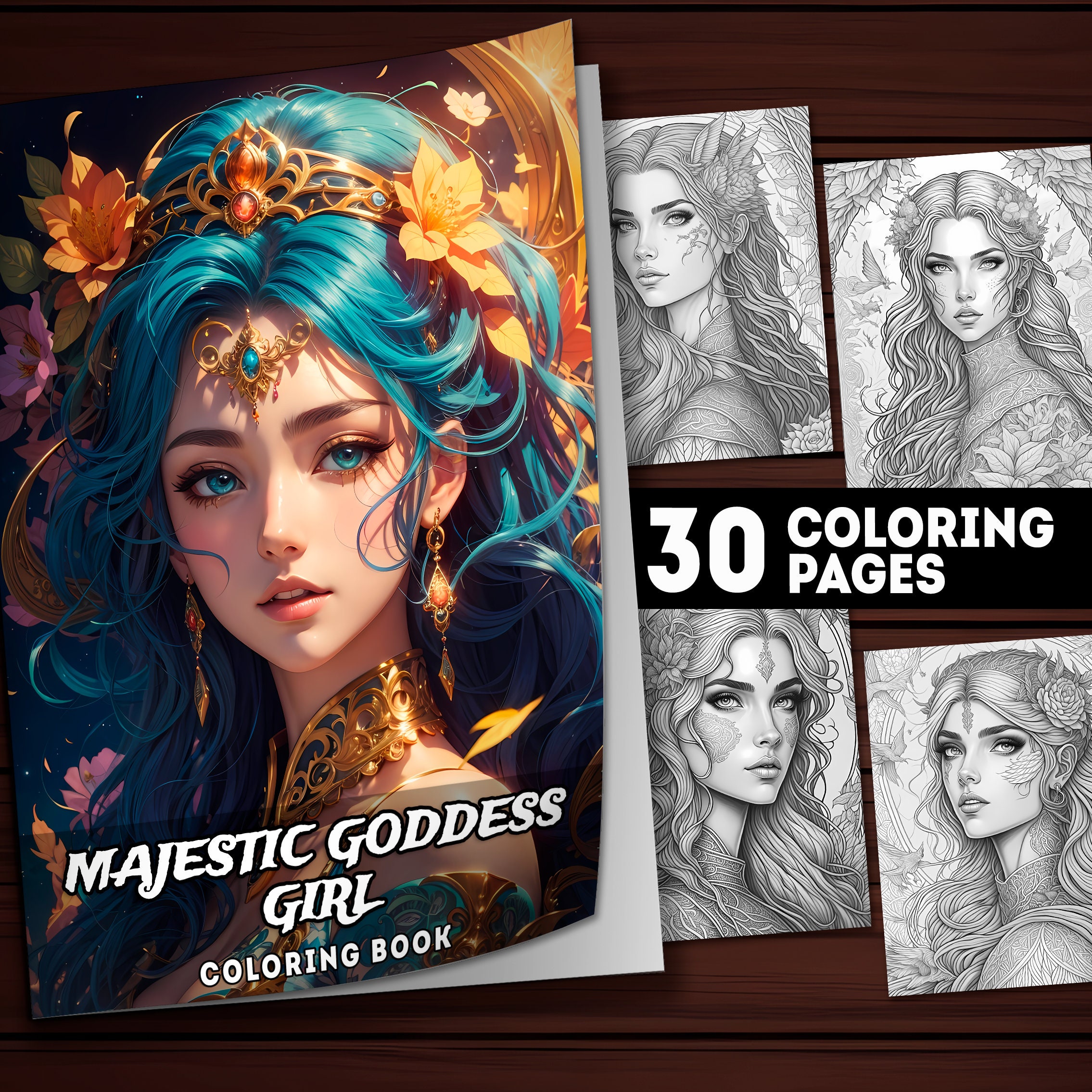 30 Printable Goddess Coloring Pages, Coloring Book, Fantasy, Adults ...