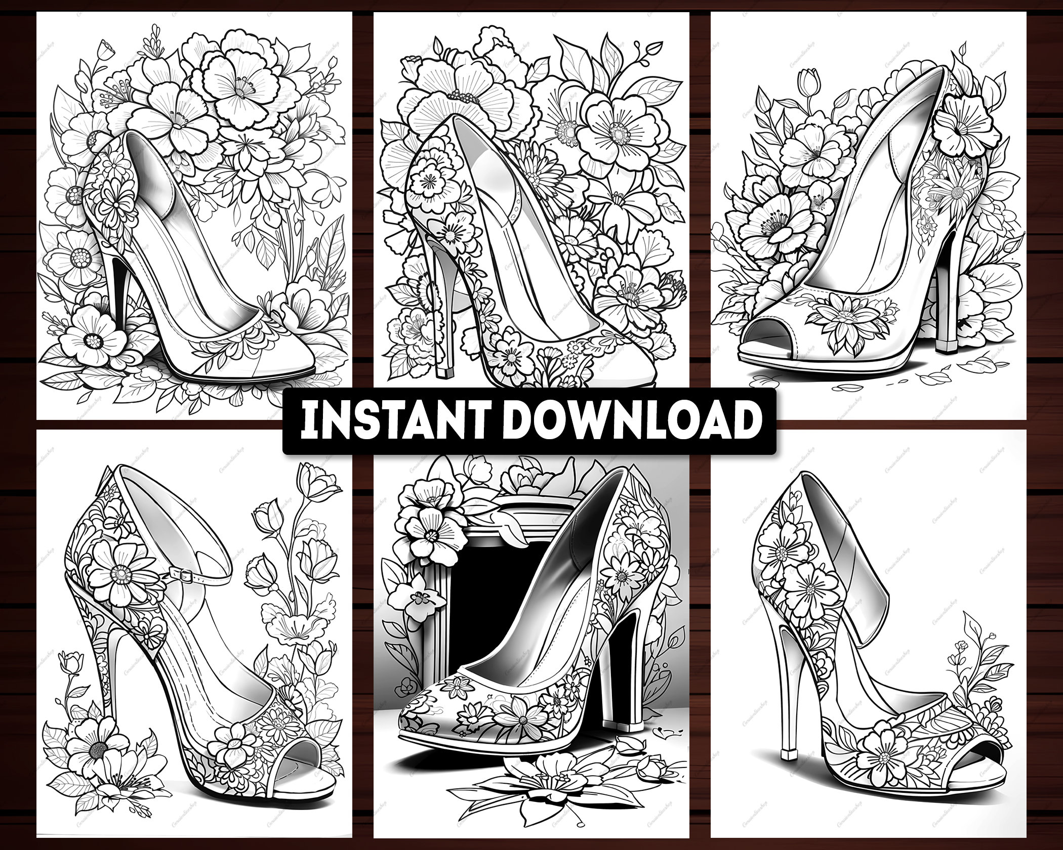 30 Printable Floral High Heels Coloring Pages Coloring Book - Etsy