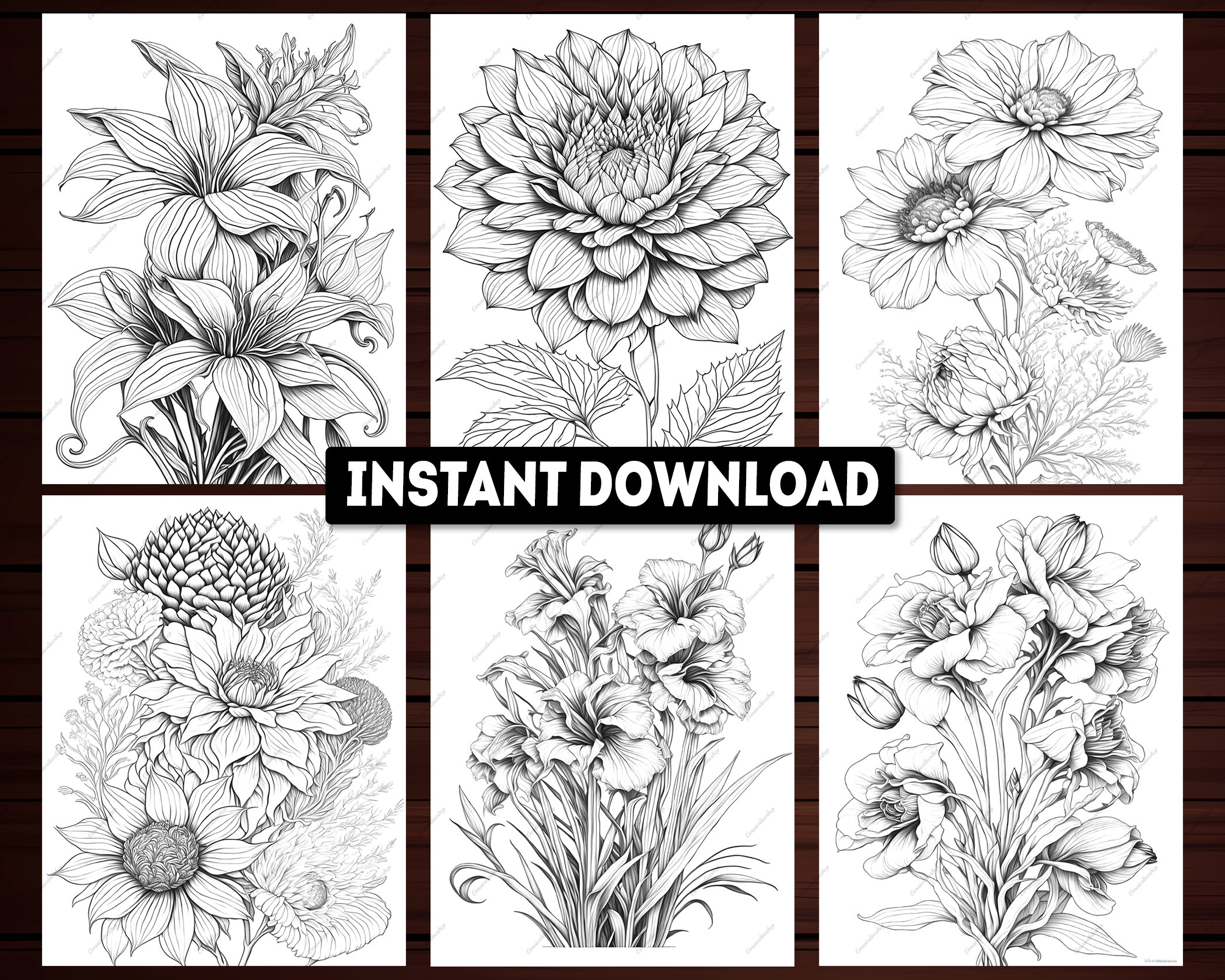 20 Printable Botanical Coloring Pages, Flower Coloring Book for Adults ...