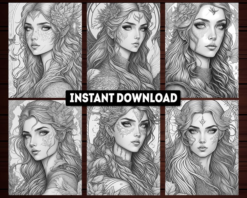 30 Printable Goddess Coloring Pages, Coloring Book, Fantasy, Adults ...