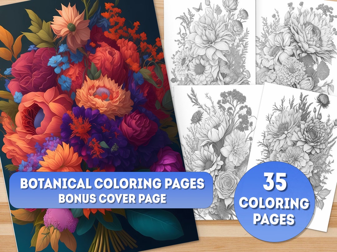 35 Printable Blooming Coloring Pages Coloring Book Adults - Etsy