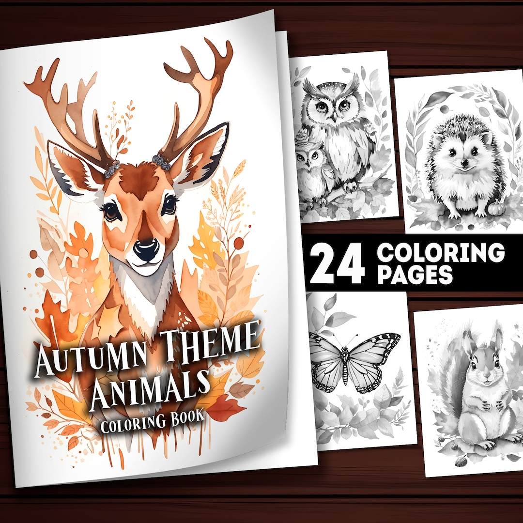 24 Printable Autumn Animals Coloring Pages, Fall Animals Coloring Book ...