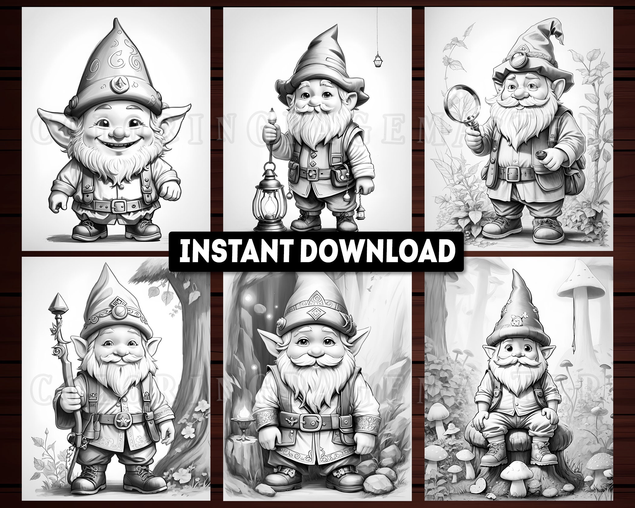 24 Cute Gnomes Coloring Pages, Gnomes Coloring Book, Adults Kids ...