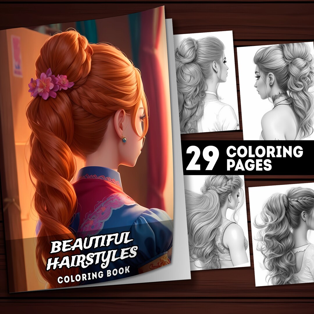 29 Charming Hairstyle Coloring Pages, Printable Hair Coloring Book ...