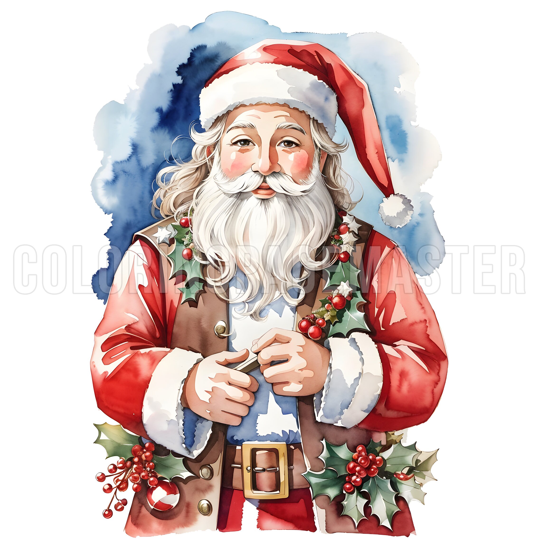 Watercolor Christmas Clipart | Painted Santa Claus Clipart | Christmas ...