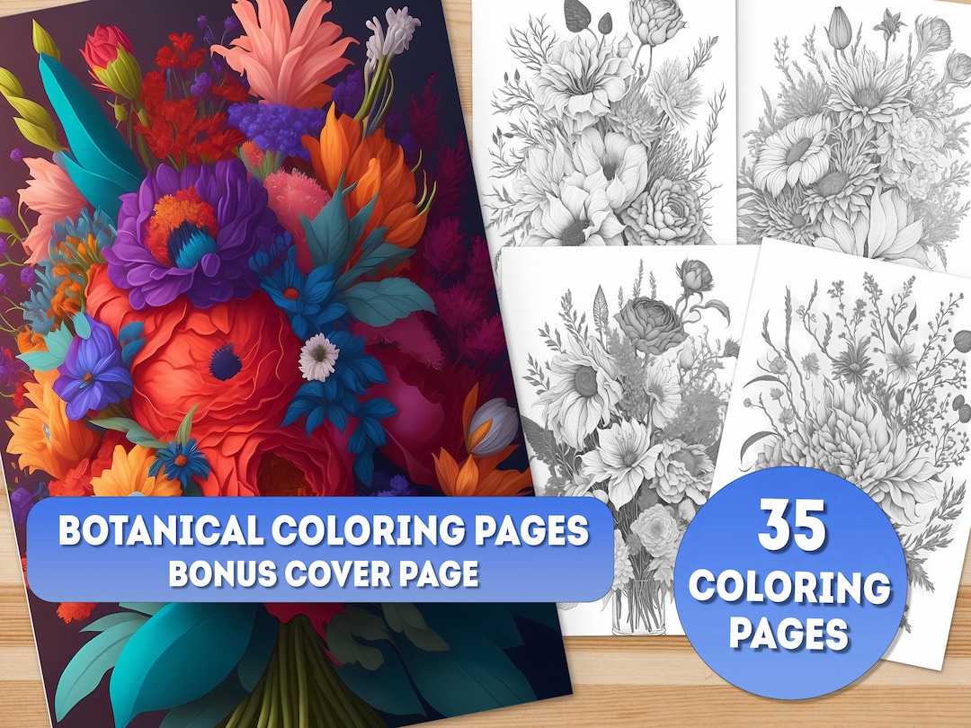 35 Printable Botanical Coloring Pages Coloring Book Adults - Etsy