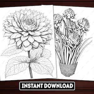 20 Printable Botanical Coloring Pages, Flower Coloring Book for Adults ...