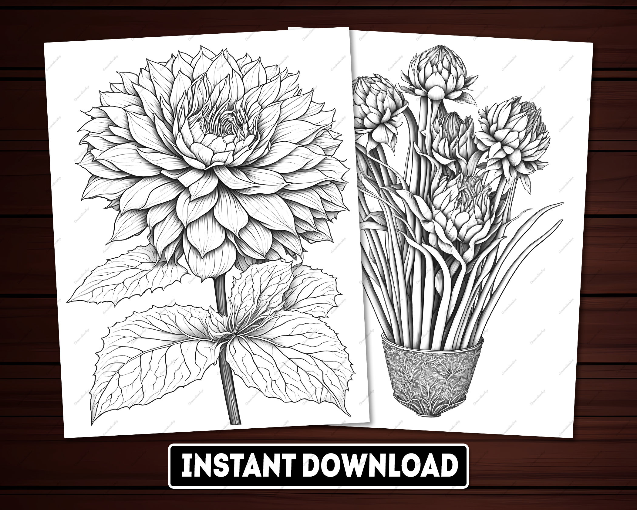 20 Printable Botanical Coloring Pages, Flower Coloring Book for Adults ...