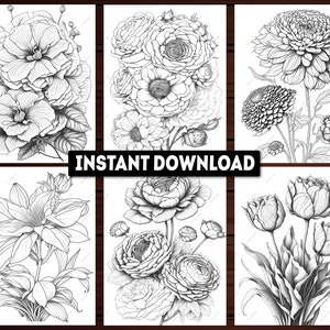 20 Printable Botanical Coloring Pages, Flower Coloring Book for Adults ...