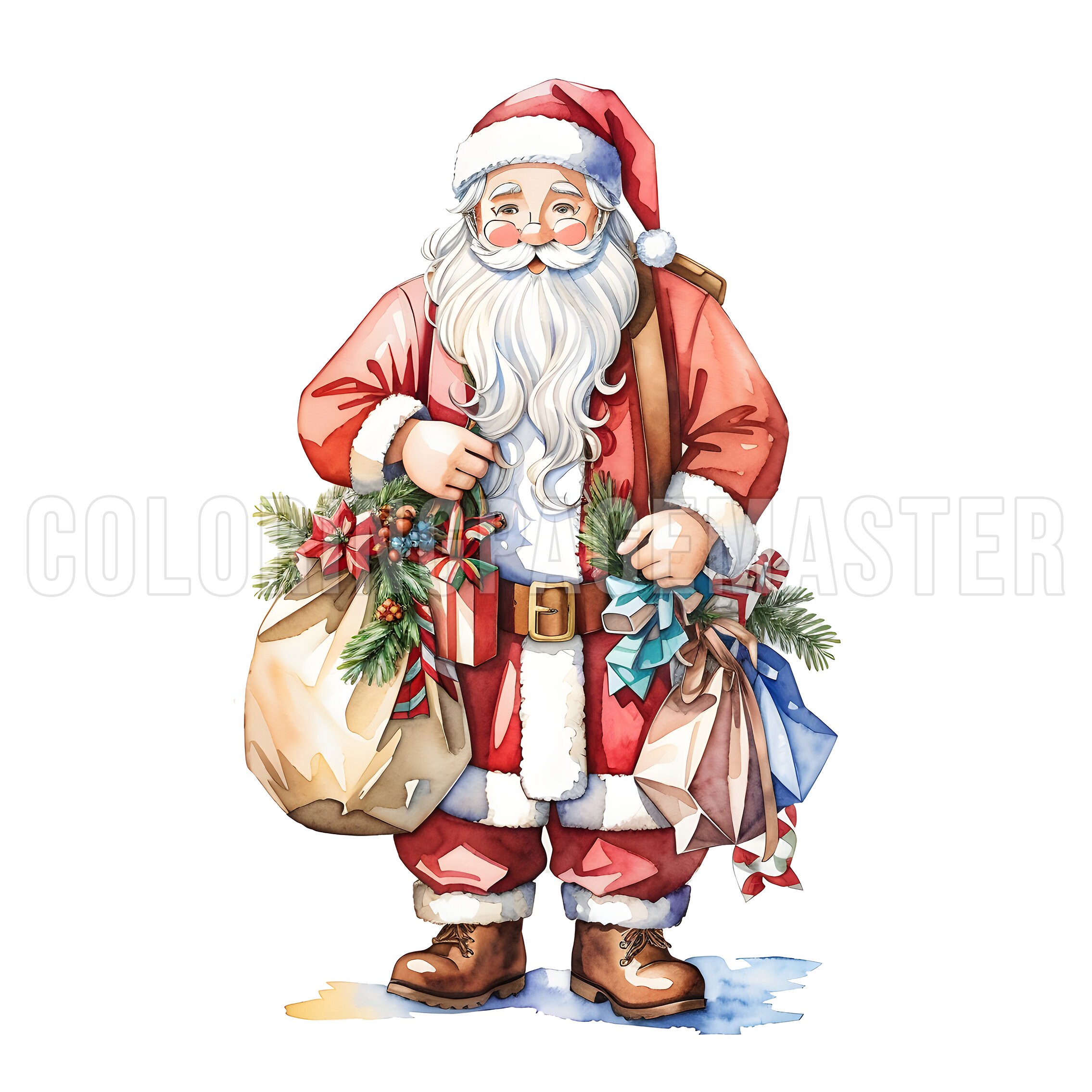 Watercolor Christmas Clipart | Painted Santa Claus Clipart | Christmas ...