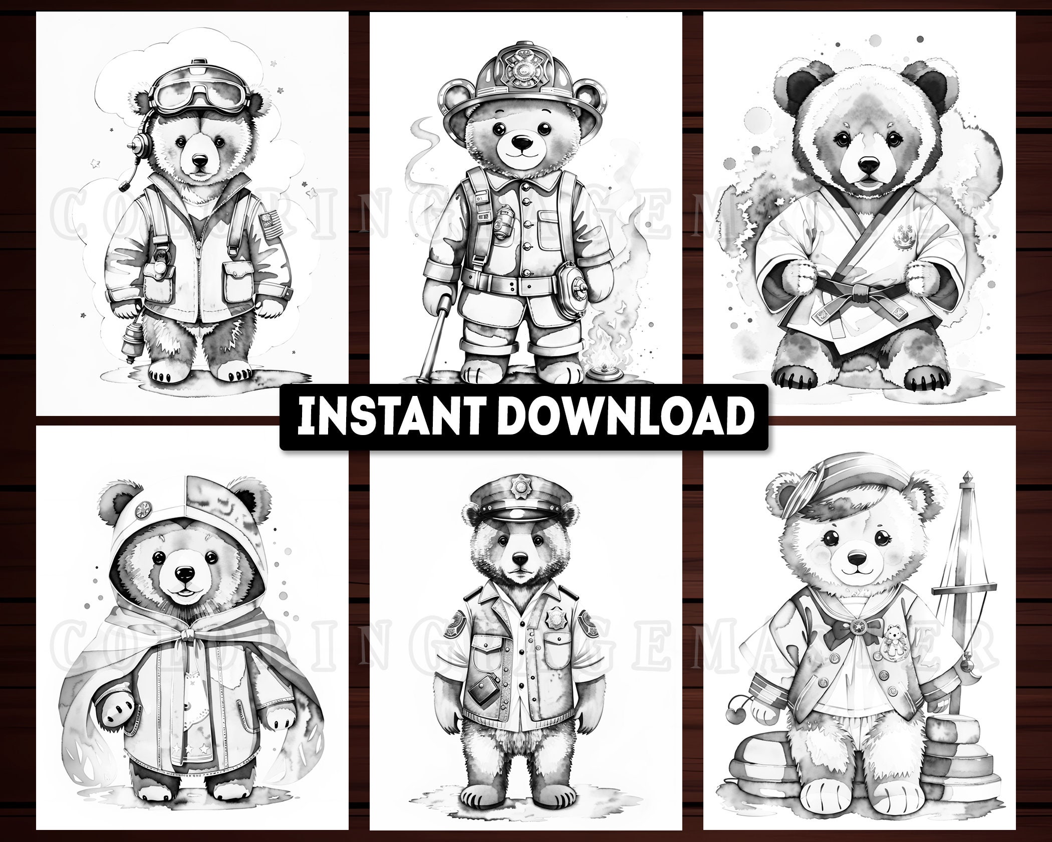 22 Printable Working Bear Coloring Pages Adorable Little Bear - Etsy