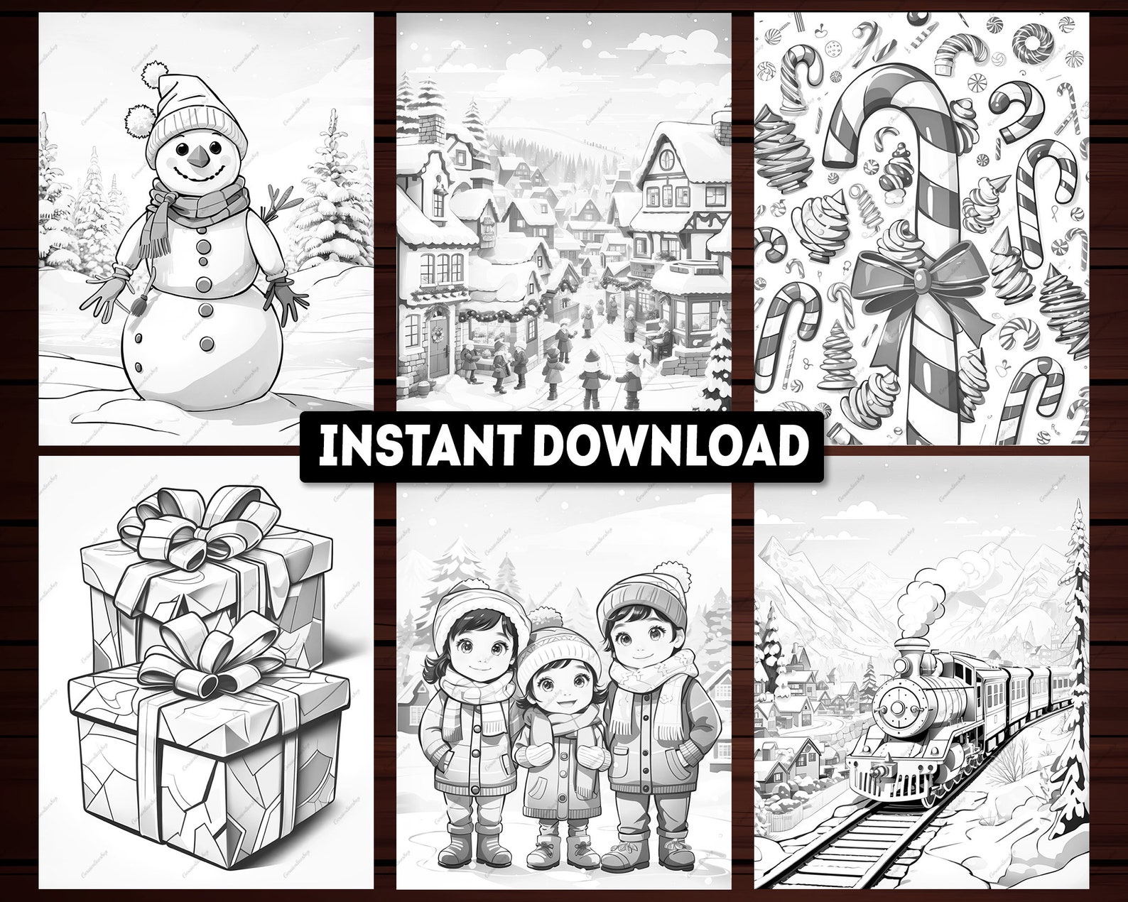 50 Christmas Day Traditions Coloring Pages, Christmas Coloring Book ...