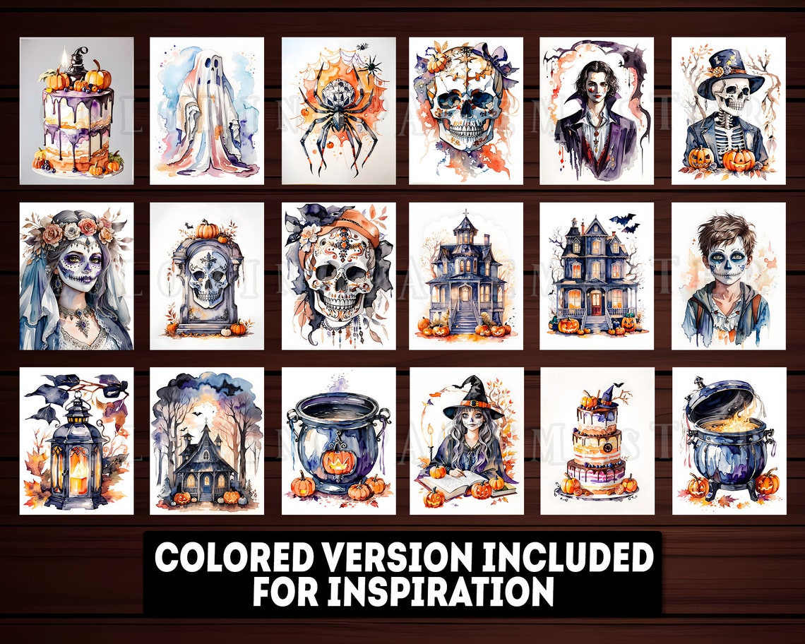 48 Printable Creepy Halloween Coloring Pages Creepy Halloween - Etsy