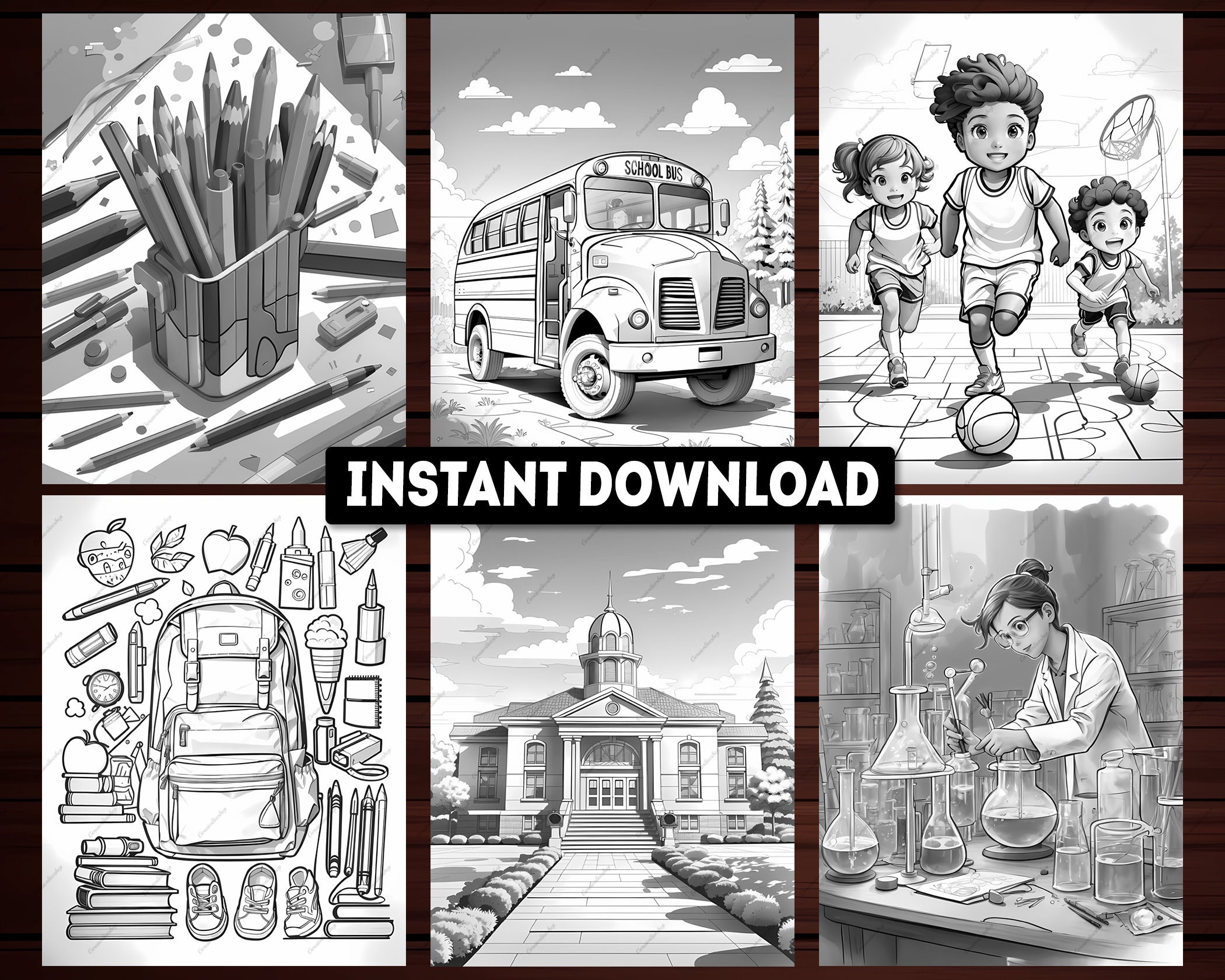 28 Back to School Coloring Pages, Fall Coloring Book, Adults Kids ...