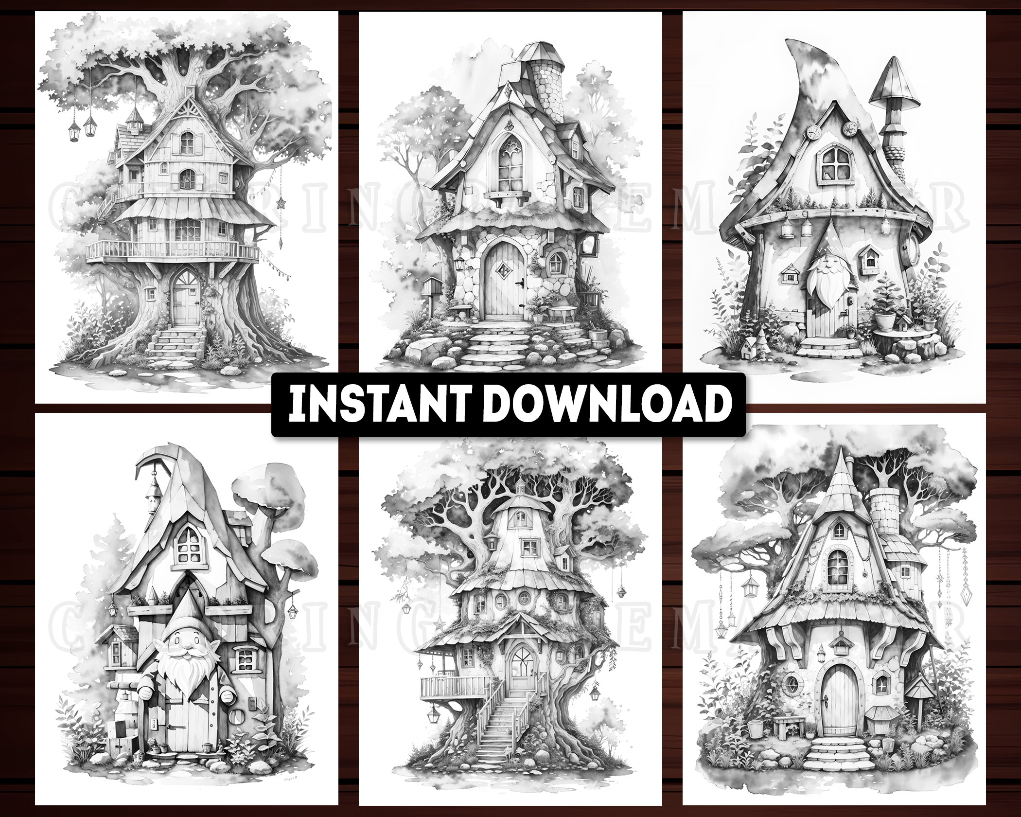 24 Printable Gnome House Coloring Pages Woodland Fairy House - Etsy